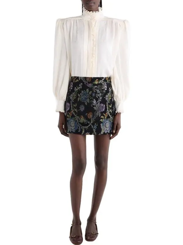 Chloé Floral Organic Silk Button-up Top - Iconic Milk