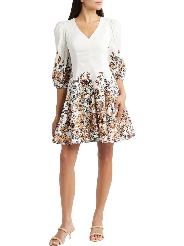 Lilly Pulitzer® Ash Puff Shoulder Floral Dress - Coconut