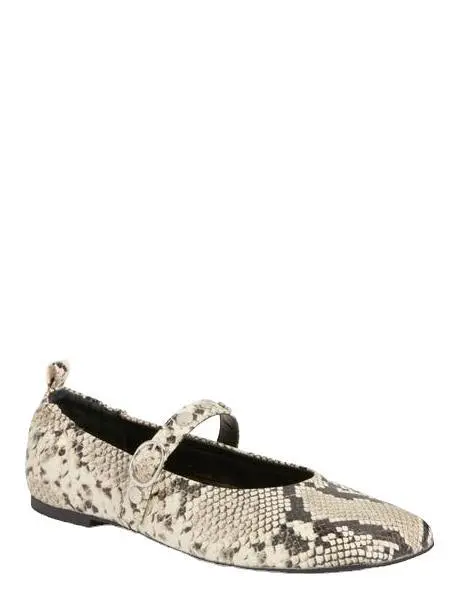 OPEN EDIT Amethyst Mary Jane Ballet Flats - Black White Snake Emobssed