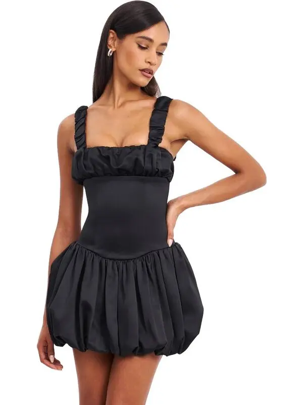 MISS CIRCLE Aubrey Ruffled Bubble Hem Mini Dress - Black
