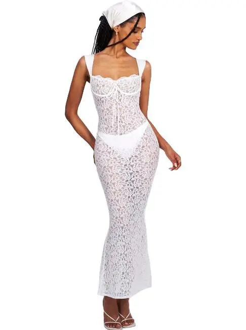 MISS CIRCLE Veronica Lace Maxi Dress - White
