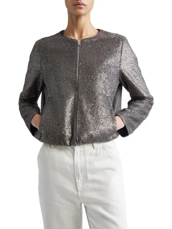 Herno Resort Sequin Bomber Jacket - Gray