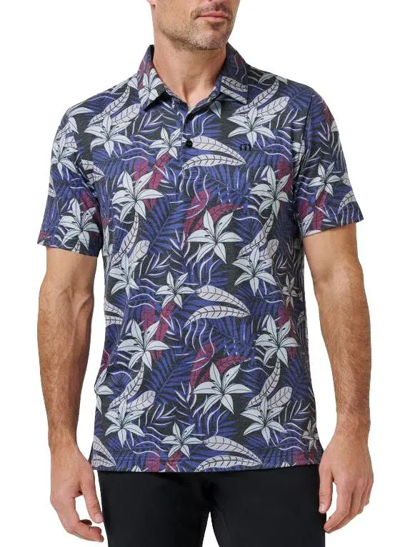 Travis Mathew Featherweight Tropical Piqué Polo - Black/blue