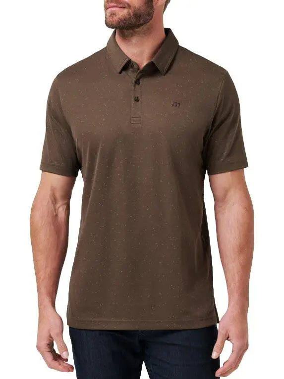 Travis Mathew Special Trip Ditsy Cotton Blend Polo - Chocolate