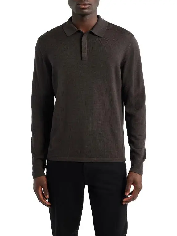 Robert Barakett Thomas Merino Wool Long Sleeve Polo - Brown