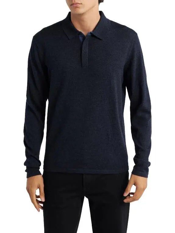 Robert Barakett Thomas Merino Wool Long Sleeve Polo - Navy