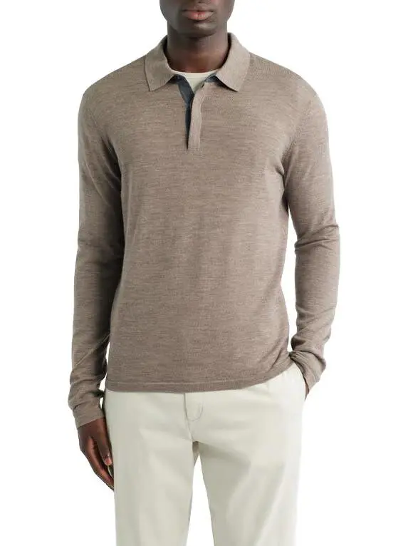 Robert Barakett Thomas Merino Wool Long Sleeve Polo - Oatmeal