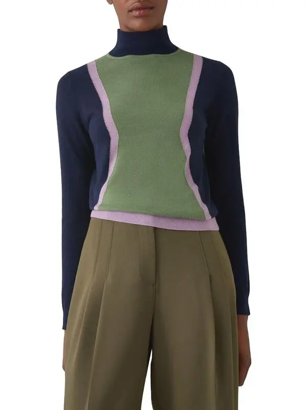 LK BENNETT Natalia Merino Wool Blend Sweater - Navy Multi