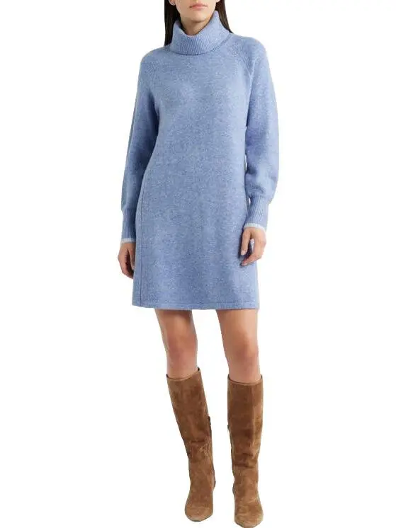 HATLEY Turtleneck Long Sleeve Sweater Dress - Navy