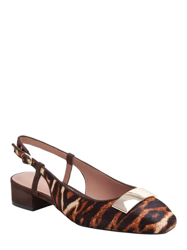 Linea Paolo Caris Calf Hair Slingback Pumps - Brown/ebony