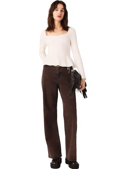 Maje Bootcut Jeans With Chain - Brown