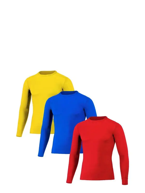 BENBEN 3-pack Compression Shirts - Golden/royal/red