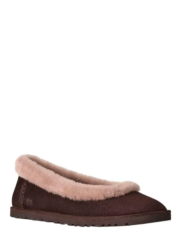 UGG Zora Genuine Shearling Trim Ballet Flat - Dusted Cocoa
