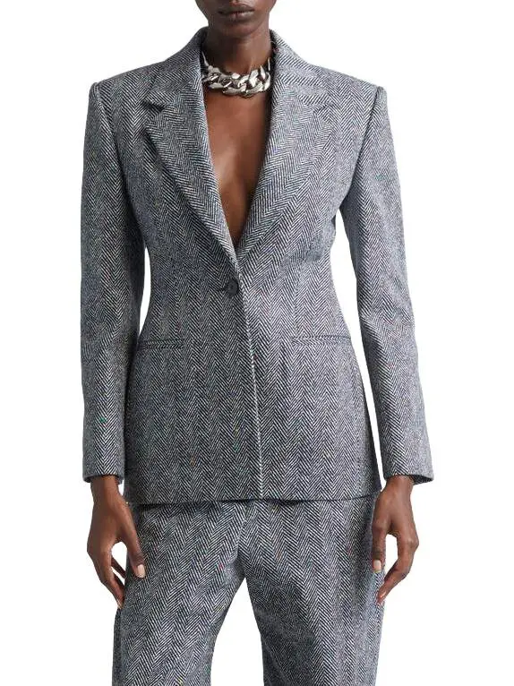 Givenchy Single-breasted Herringbone Blazer - Black/white