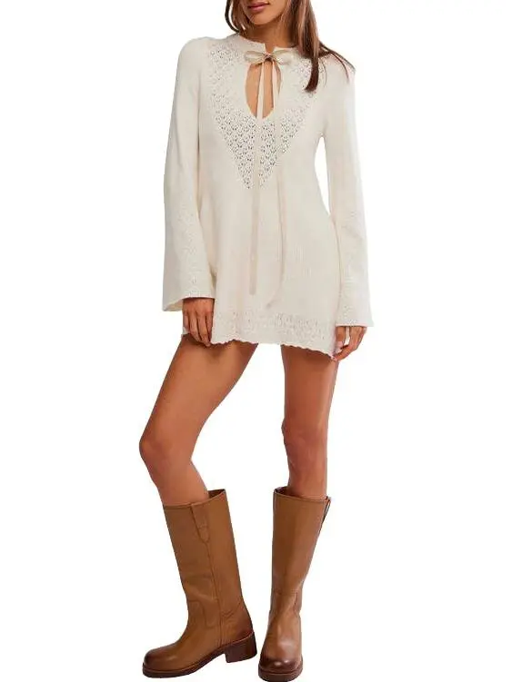 Free People Bali Old Flame Sweater Dress - Ivory