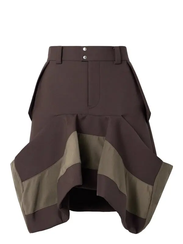 Sacai Draped Paneled Skirt - Brown