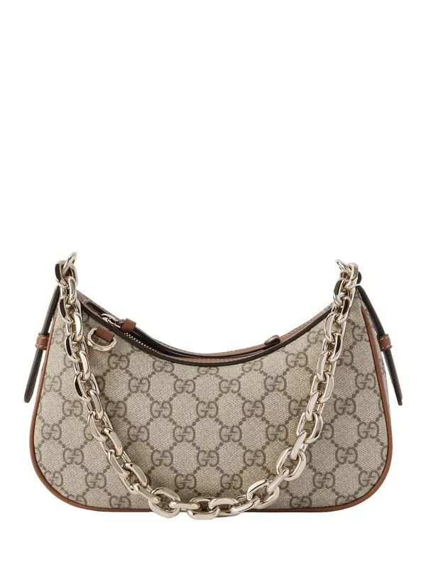 Gucci Gg Emblem Leather-trimmed Shoulder Bag - Neutrals