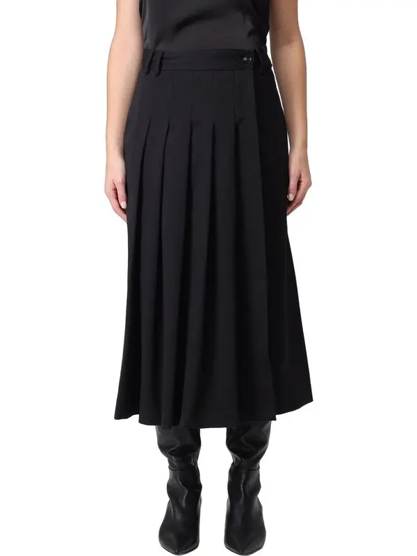 Liviana Conti Pleated A-line Skirt - Black