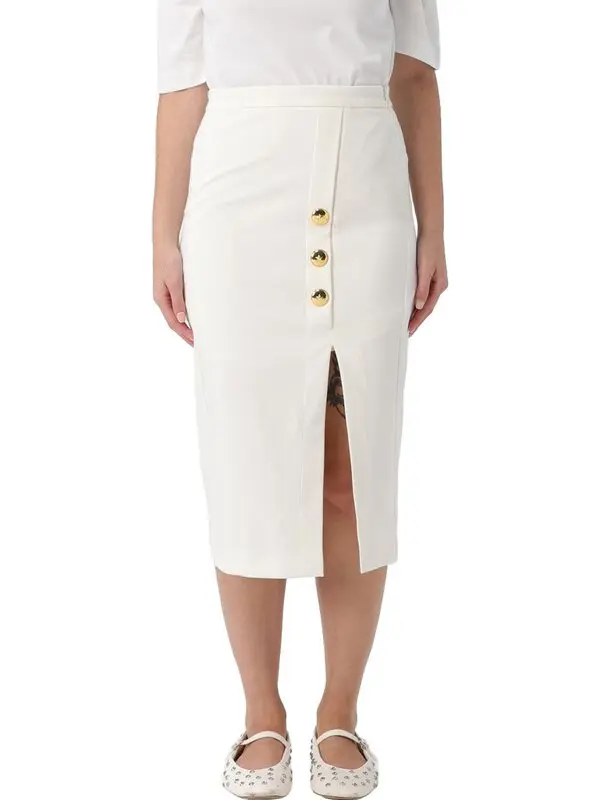 Pinko Pencil Skirt With Buttons - White