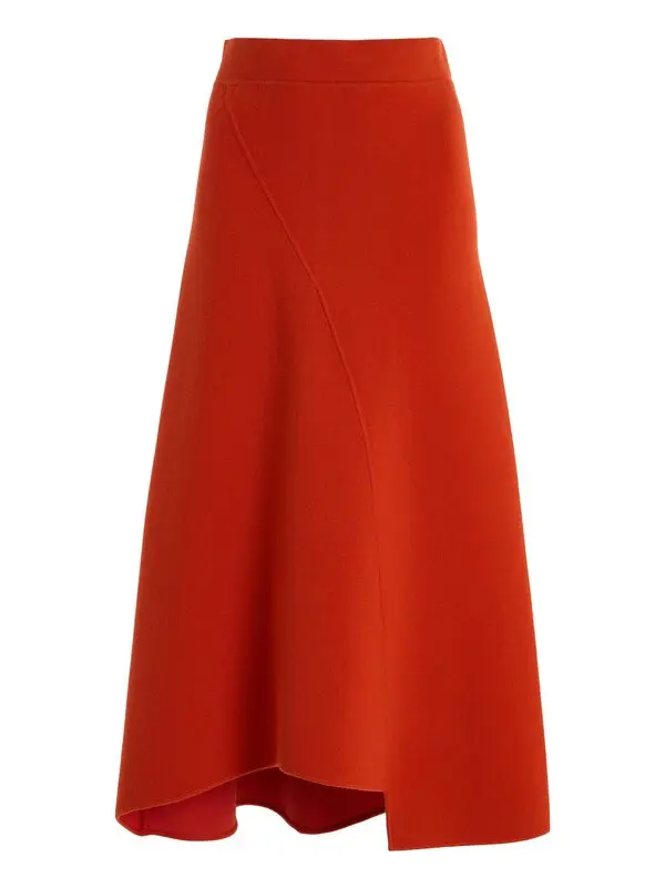 ASHLYN Felix Spliced Merino Wool Midi Skirt - Orange
