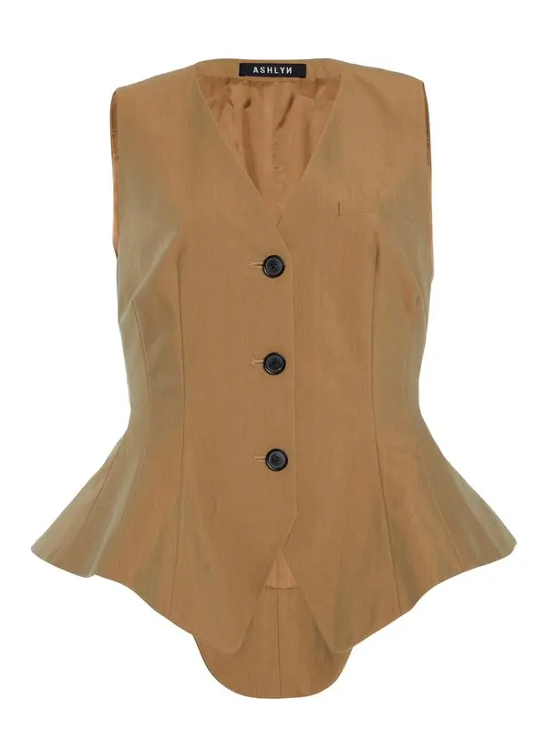 ASHLYN William Cotton Waistcoat - Khaki