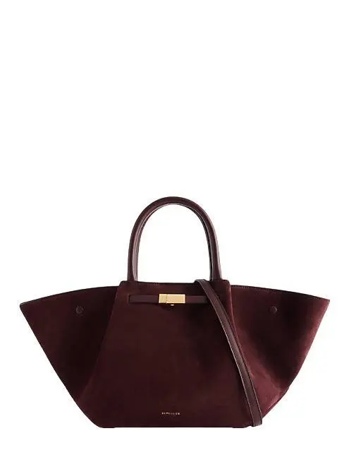 DEMELLIER The Midi New York Suede Tote Bag - Burgundy/burgundy