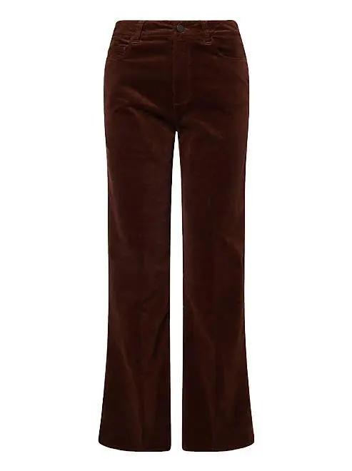 Paige Leenah Flared Stretch-cotton Blend Trousers - Chicory Coffee