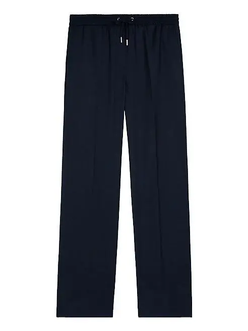 The Kooples Elasticated Waist Straight-leg Wool Trousers - Dark Navy