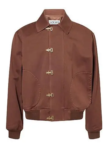 Loewe Patch-pocket Long-sleeve Cotton Jacket - Brown/dark Brown