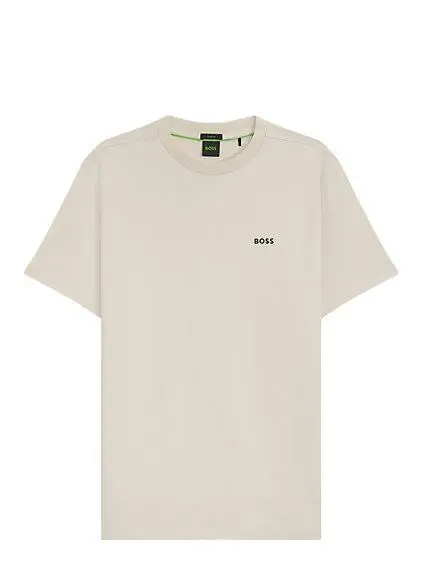 BOSS Brand-emed Short-sleeved Stretch-cotton T-shirt - Open White