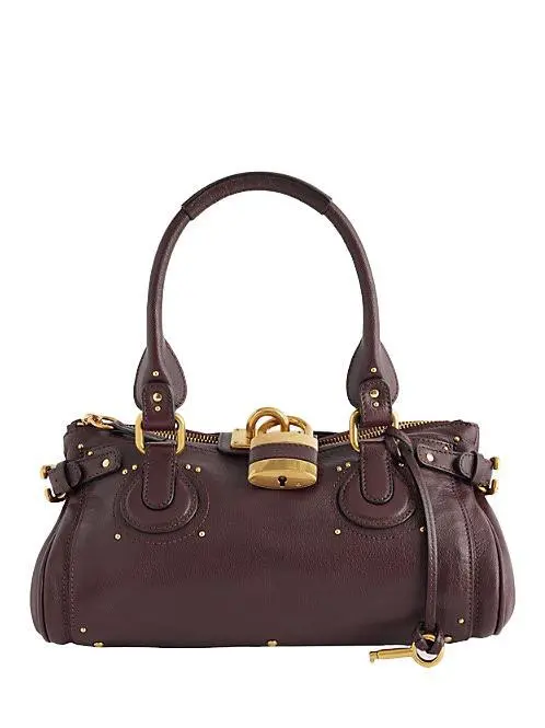 Chloé Paddington Leather Shoulder Bag - Grenat