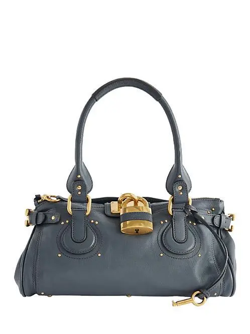 Chloé Paddington Leather Shoulder Bag - Black Navy