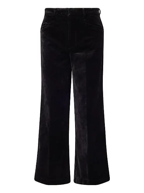 Paige Anessa Wide-leg Velvet Trousers - Black Overdye