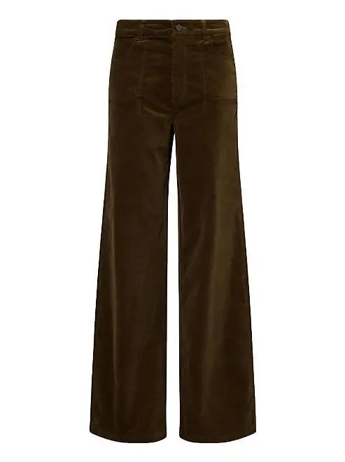 Paige Anessa Corduroy Wide Leg Trousers - Dark Brushed Olive