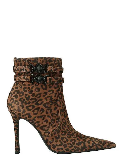 Kurt Geiger Mansion Leopard Heeled Suede Ankle Boots - Dk.brn Com