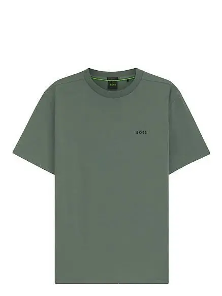 BOSS Brand-emed Short-sleeved Stretch-cotton T-shirt - Open Green