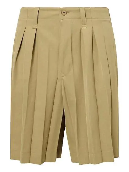 Issey Miyake Edge Pleated Woven Shorts - Khaki
