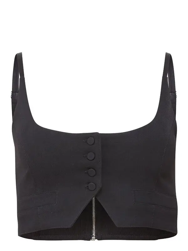 Fleur Du Mal Maxwell Cropped Vest - Black