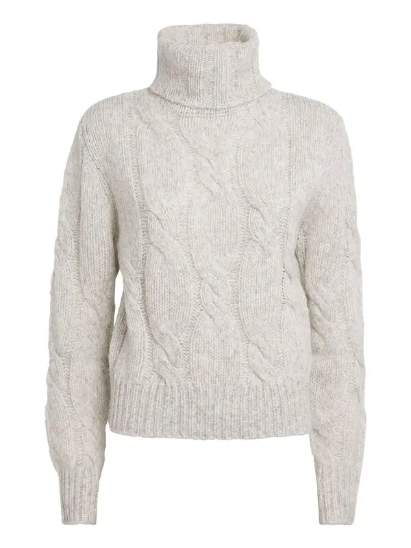 Max & Co. Wool-blend Rollneck Cable-knit Sweater - Grey