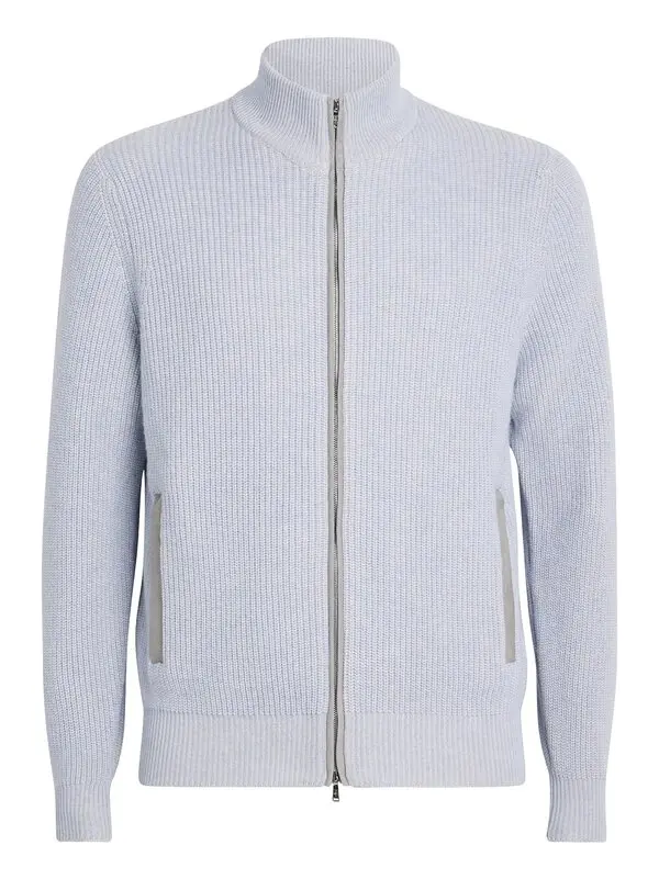 FIORONI CASHMERE Cashmere Zip-up Cardigan - Blue