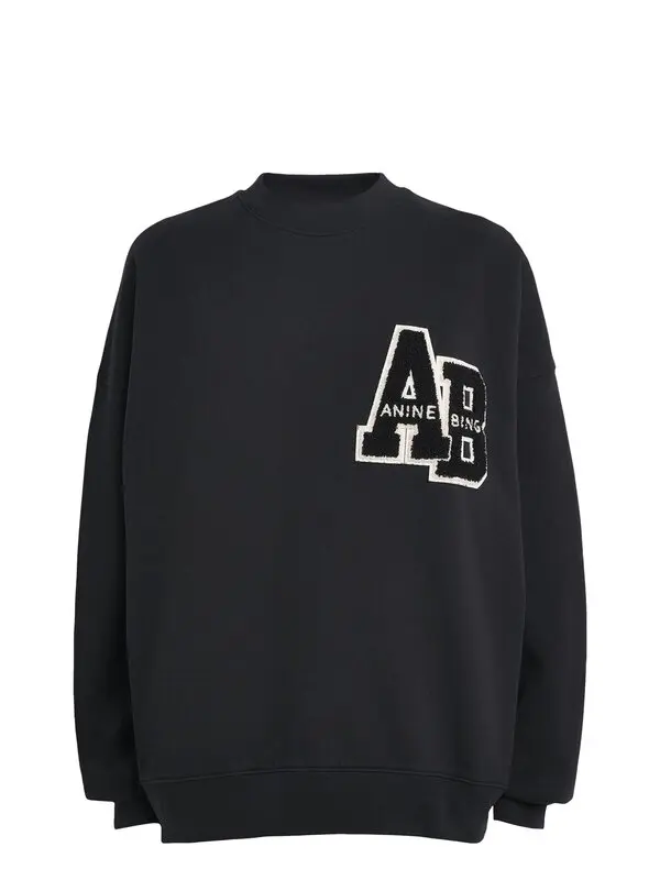 ANINE BING Oversized Cotton Logo Sweatshirt - Black