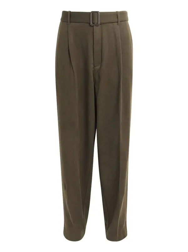 Emporio Armani Virgin Wool-cashmere Belted Trousers - Green