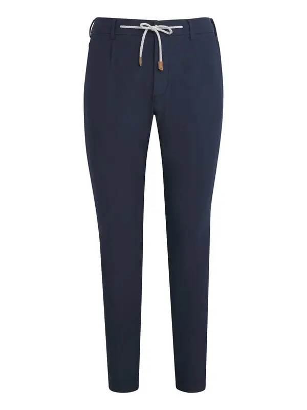 Eleventy Cotton-blend Drawstring Trousers - Blue