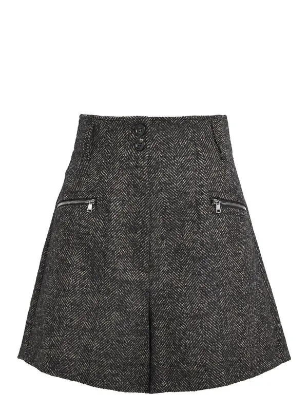 Max Mara Wool-blend Herringbone Shorts - Brown