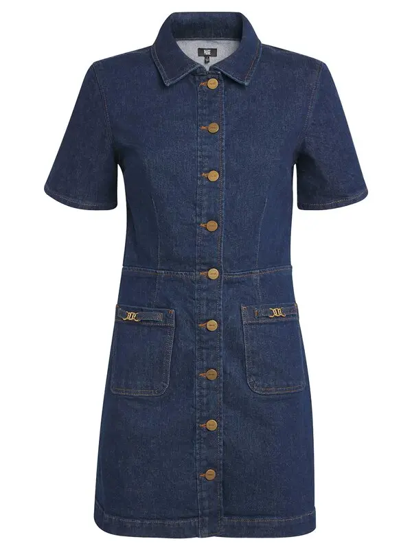 Paige Denim Mini Shirt Dress - Blue