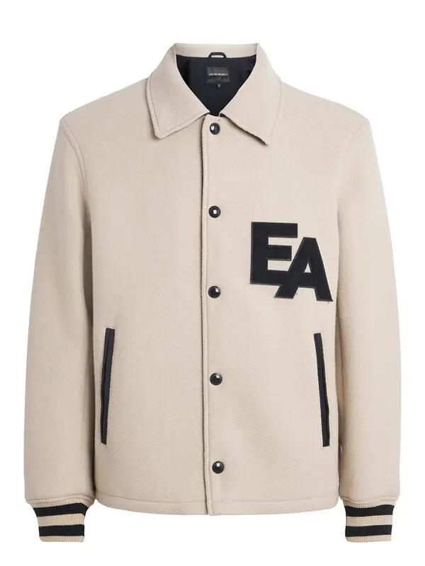 Emporio Armani Virgin Wool Ea Patch Jacket - Brown