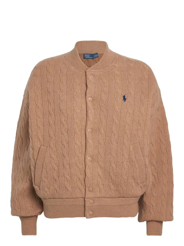 Ralph Lauren Wool-cashmere Knitted Bomber Jacket - Brown