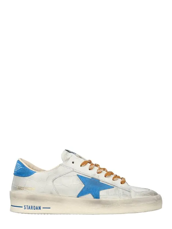 Golden Goose Croc-embossed Leather Stardan Sneakers - Blue