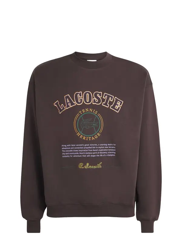 Lacoste Cotton Logo-embroidered Sweatshirt - Brown