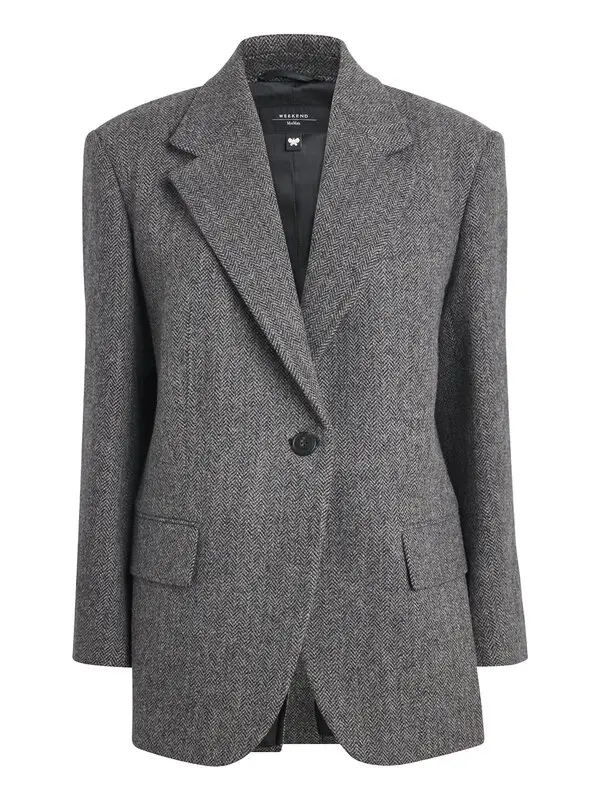 Max Mara Virgin Wool Tweed Blazer - Grey